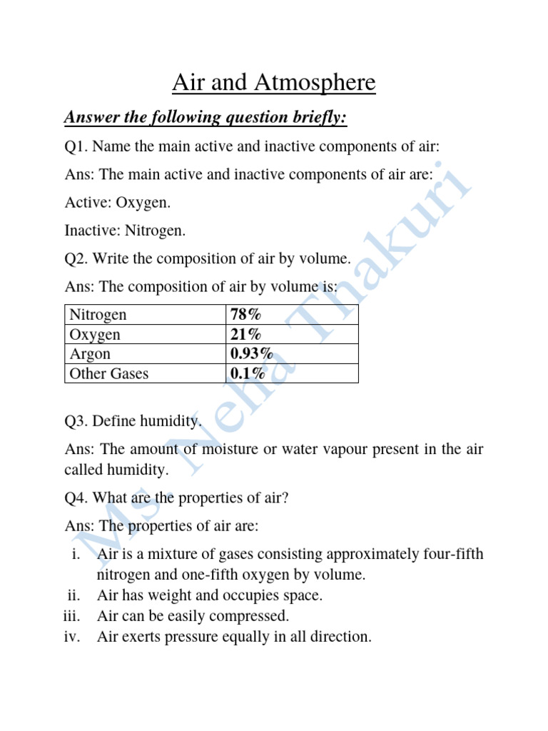 Air and Atmosphere | PDF | Atmosphere Of Earth | Oxygen