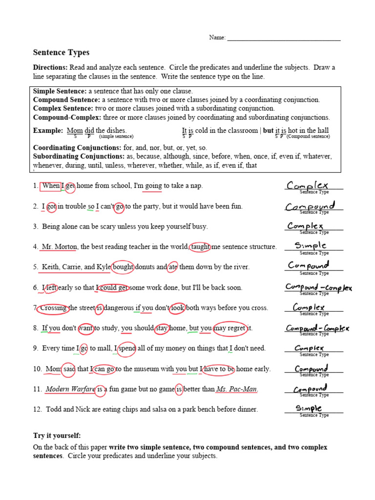 Sentence Types,+Compound Laura | PDF | Sentence (Linguistics) | Clause