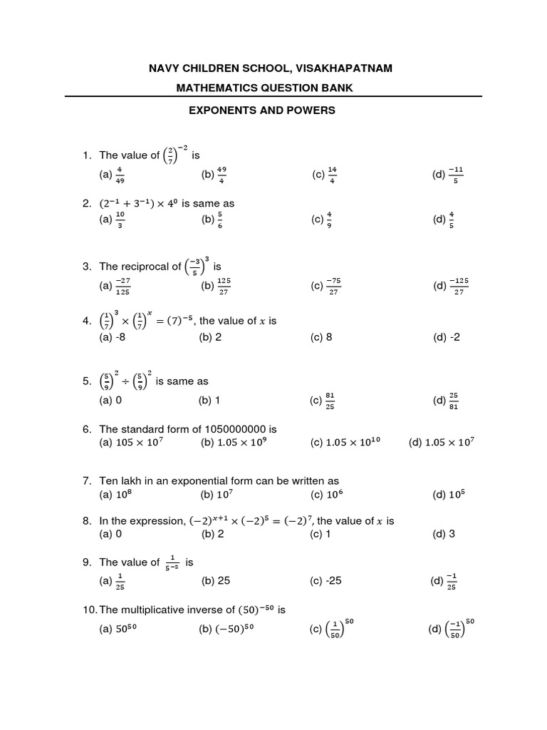 8.&7QB Exponents and Powers 644 | PDF | Exponentiation | Mathematical ...