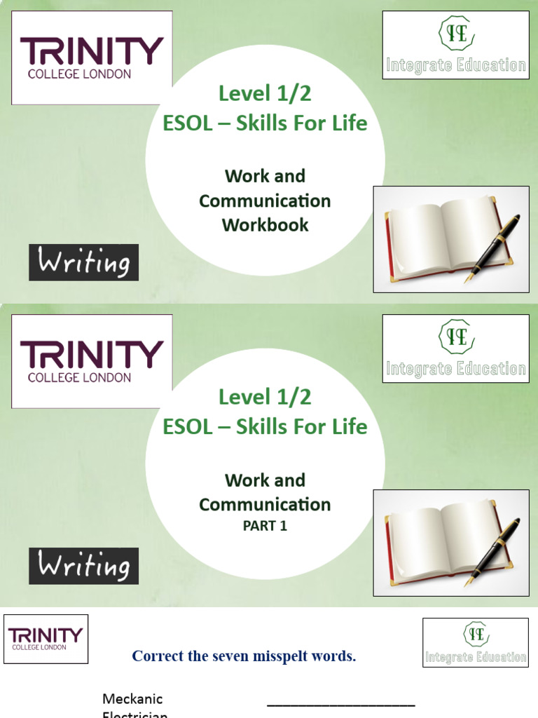 Level 1 Writing Workbook WK 1 Work and Comms | PDF | Communication