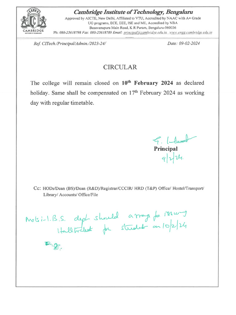 Holiday Circular | PDF