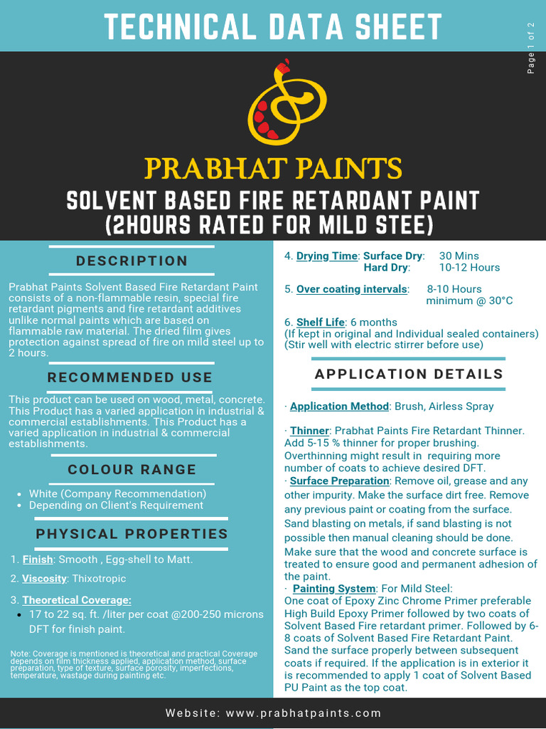 TDS SB 2 Hours Fire Retardant Paint | PDF | Paint | Materials