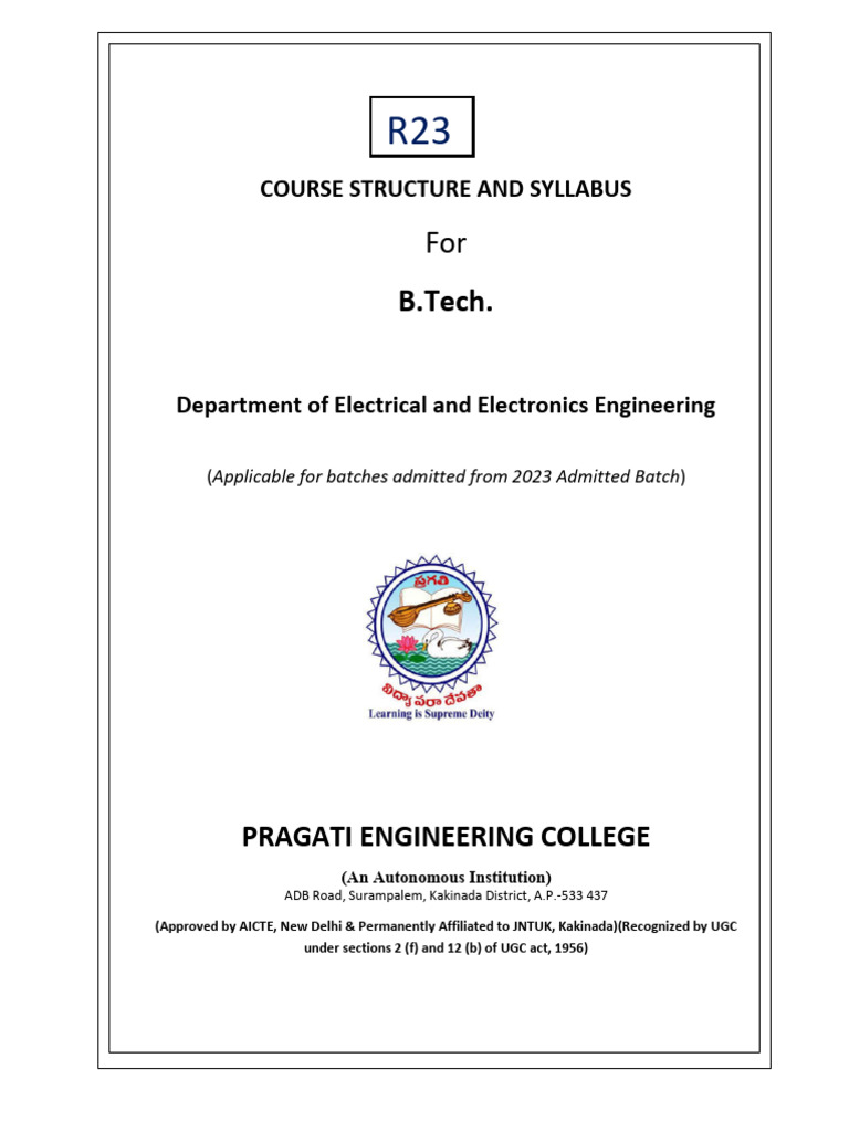 2023 Admitted Batch Eee Course Structure I-I, I-II, II-i & II-II R 23 Syllabus | PDF ...