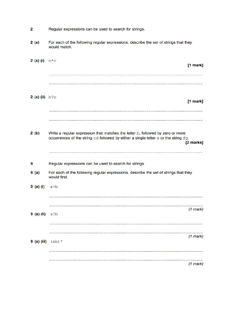 Practice Regex Questions | PDF