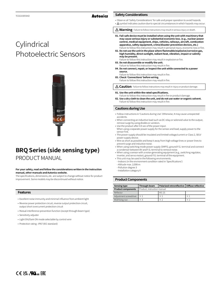 BRQ Series Photoelectric Sensor Manual | PDF | Bipolar Junction ...