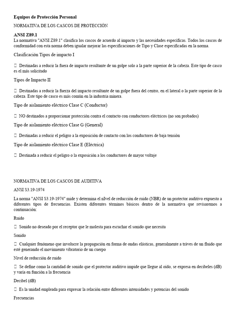 Normas para EPP | PDF | Sonido | ruido