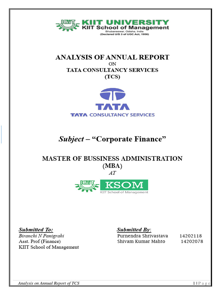 Ratio Analysis of TCS KIIT School of Management | PDF | Equity (Finance ...