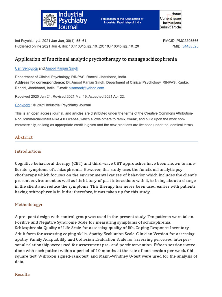 Application of Functional Analytic Psychotherapy To Manage ...