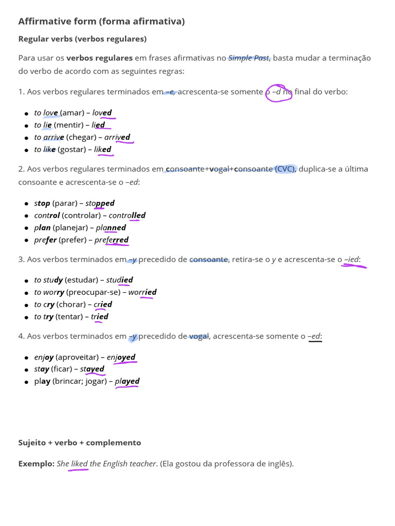 Affirmative Form (Forma Afirmativa) PDF | PDF | Language Mechanics ...