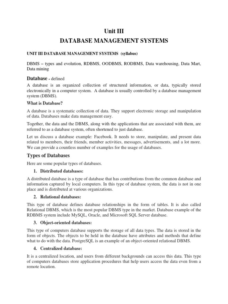 IM III Unit Notes | PDF | Databases | Relational Database IM III Unit Notes | PDF | Databases | Relational Database