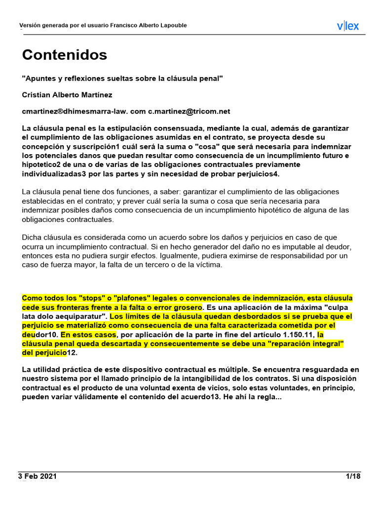 Cláusula Penal: Funciones y Limitaciones | PDF | Daños y perjuicios | Juez