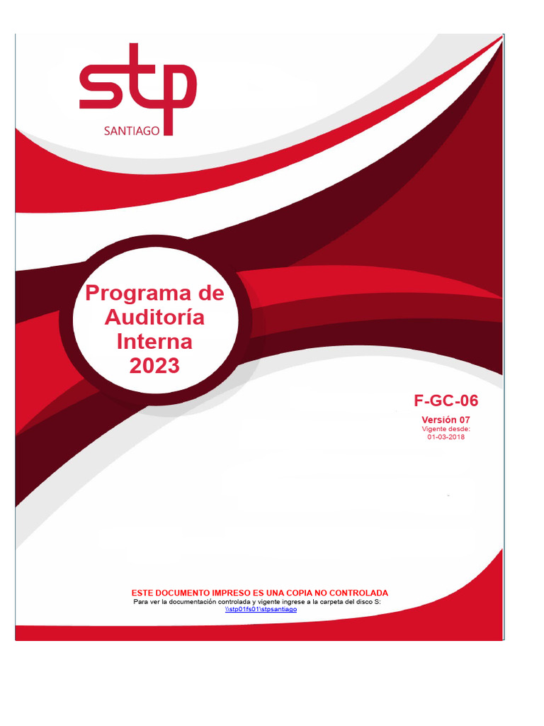 F-GC-06 Programa de Auditoria V07 2023 | PDF | Auditoría | Calidad (comercial)