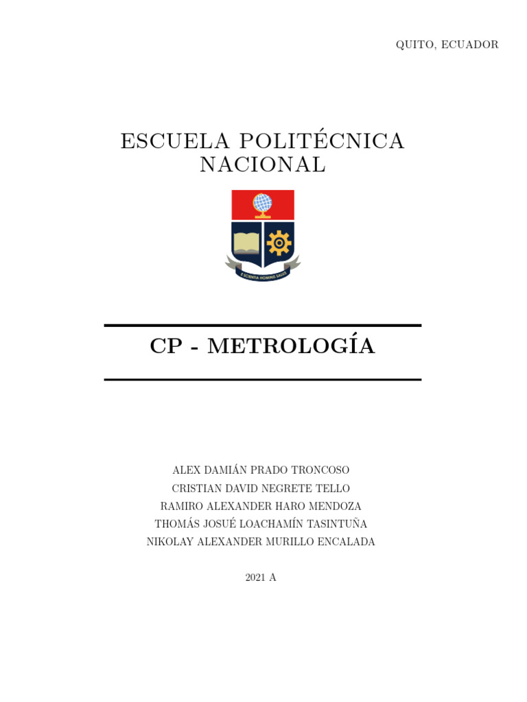 InformeCPMetrologia P1 GR1 Haro Loachamin Negrete Murillo Prado | PDF | Exactitud y precisión ...