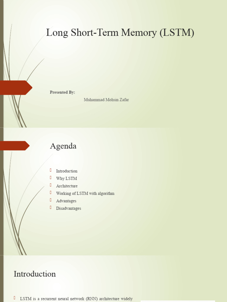 Long Short-Term Memory (LSTM) by Mohsin | PDF | Artificial Neural Network | Computational ...