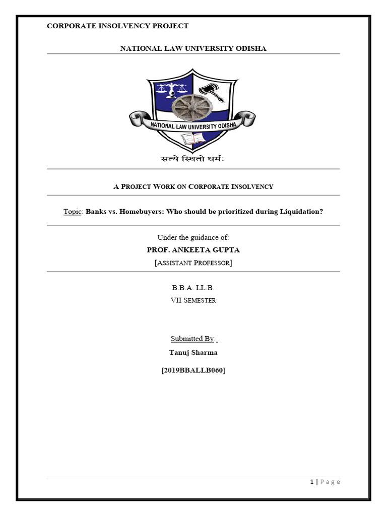 Corporate Insolvency Project | PDF | Bankruptcy | Insolvency