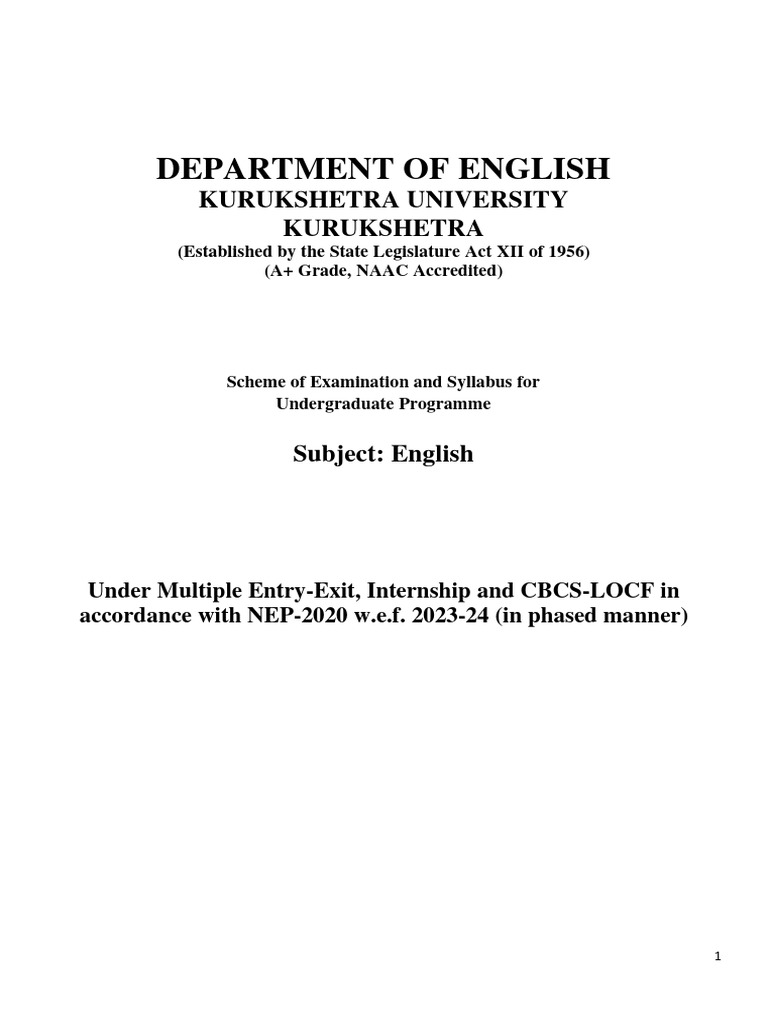 UG English NEP Syllabus | PDF | English Grammar | Part Of Speech