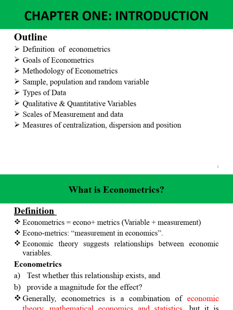 EconometricsChapter One | PDF | Econometrics | Level Of Measurement