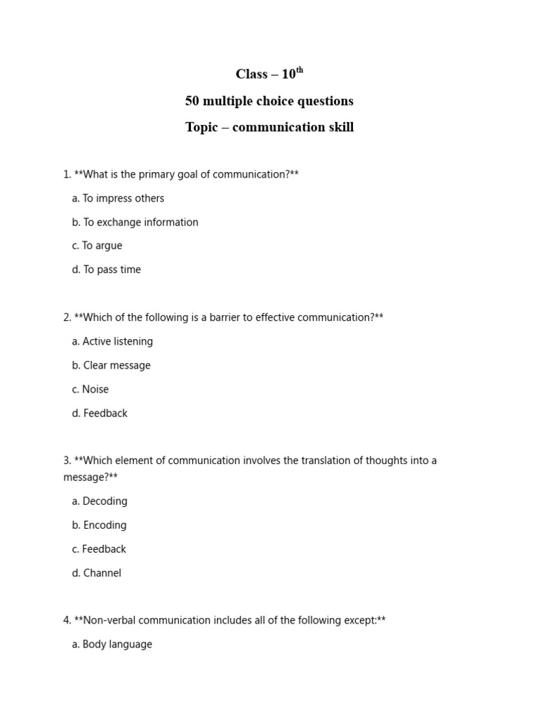 Communication Skill - Mcqs by Pratik | PDF | Communication | Nonverbal Communication