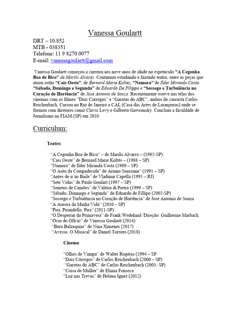 Curriculum Vanessa Completo 2023 | PDF