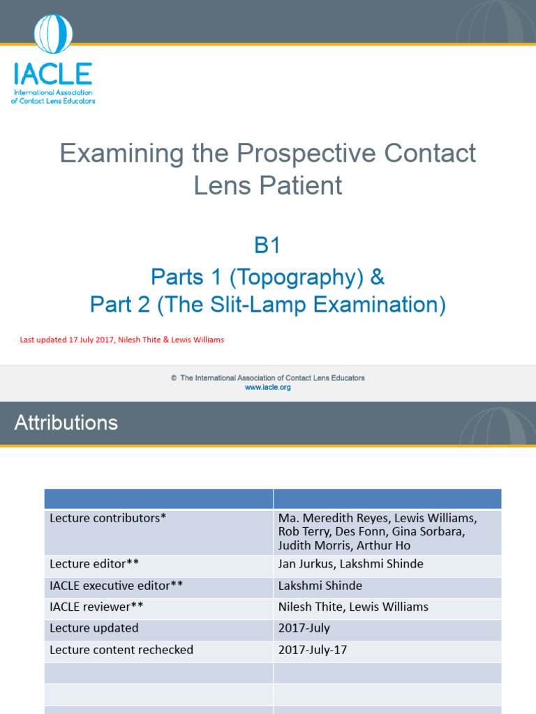 B1 - Examining The Prospective Contact Lens Patient | PDF | Cornea ...
