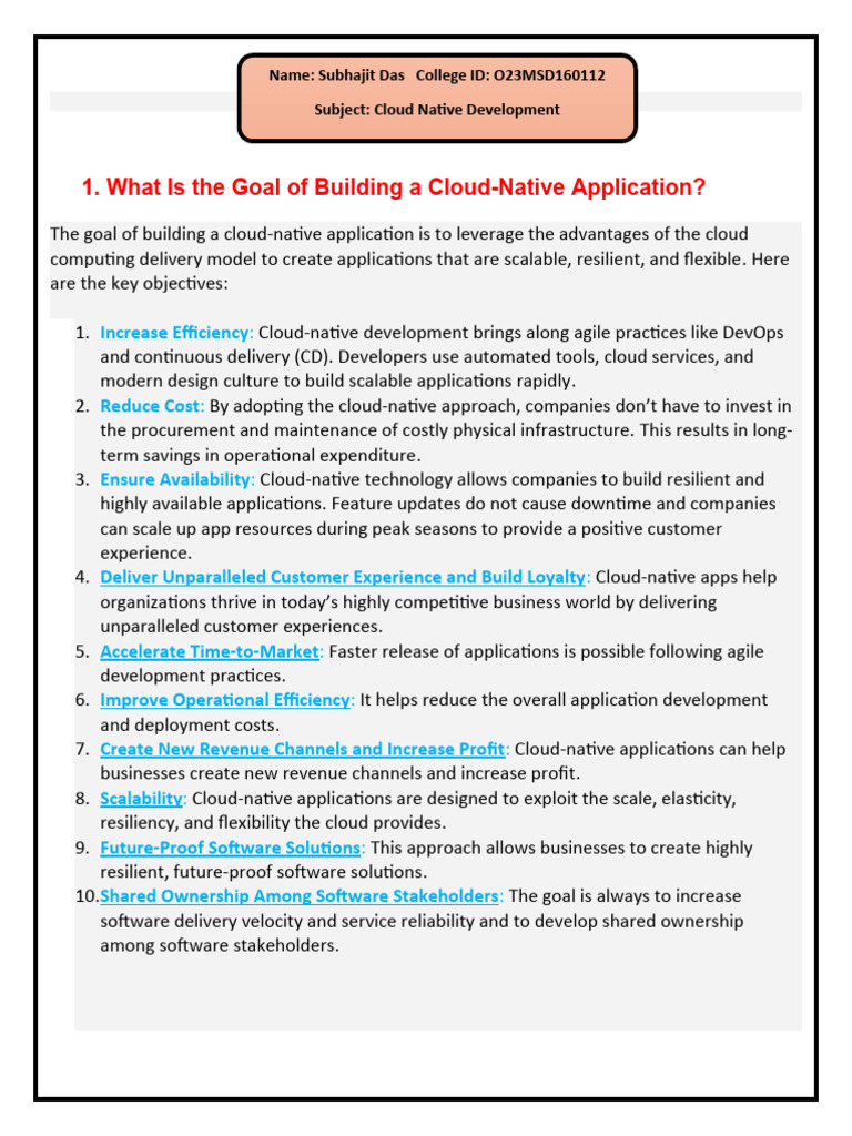Cloud-Native Application Development Guide | PDF | Cloud Computing | Scalability