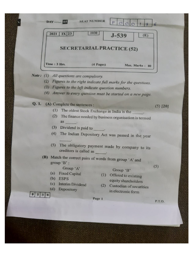 12th SP 2021 Paper | PDF