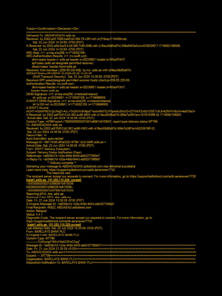 Tracer MT 799 Swift Abu Dhabi | PDF
