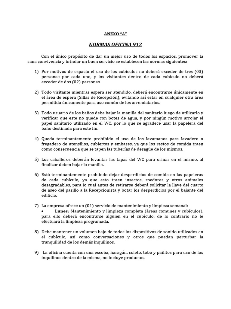 Normas de La Oficina 912 | PDF