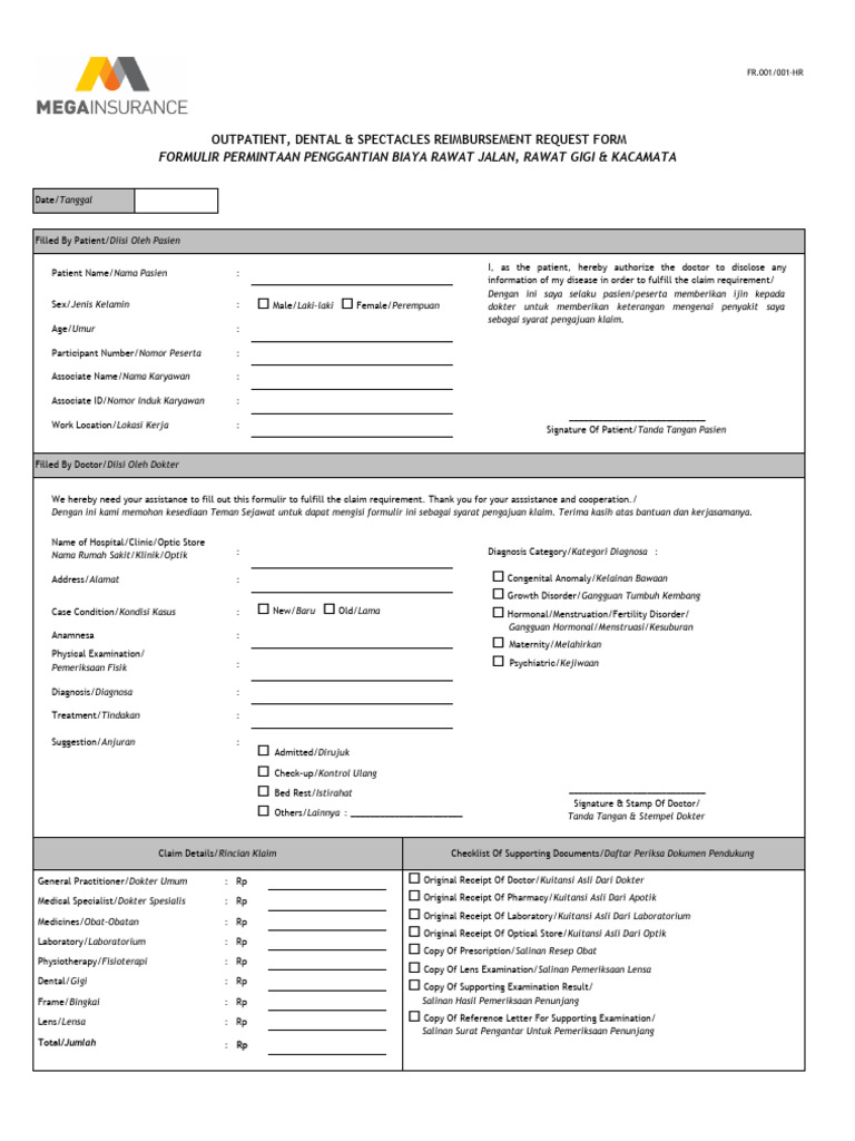 Formulir Klaim Rawat Jalan & Rawat Inap | PDF
