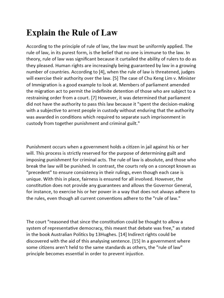 Explain The Rule of Law | PDF | Separation Of Powers | Rule Of Law