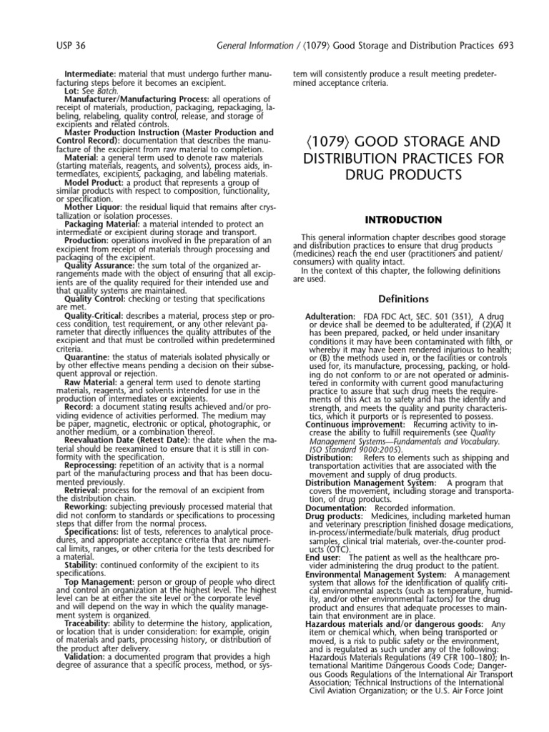 1079 - GDP Usp | PDF | Dangerous Goods | Warehouse