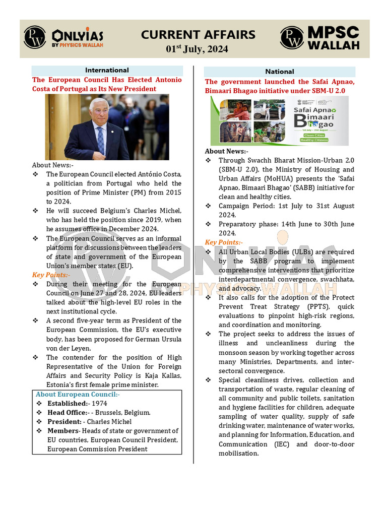 Current-Affairs 01-July 2024 English | PDF | Sustainable Energy | Borneo