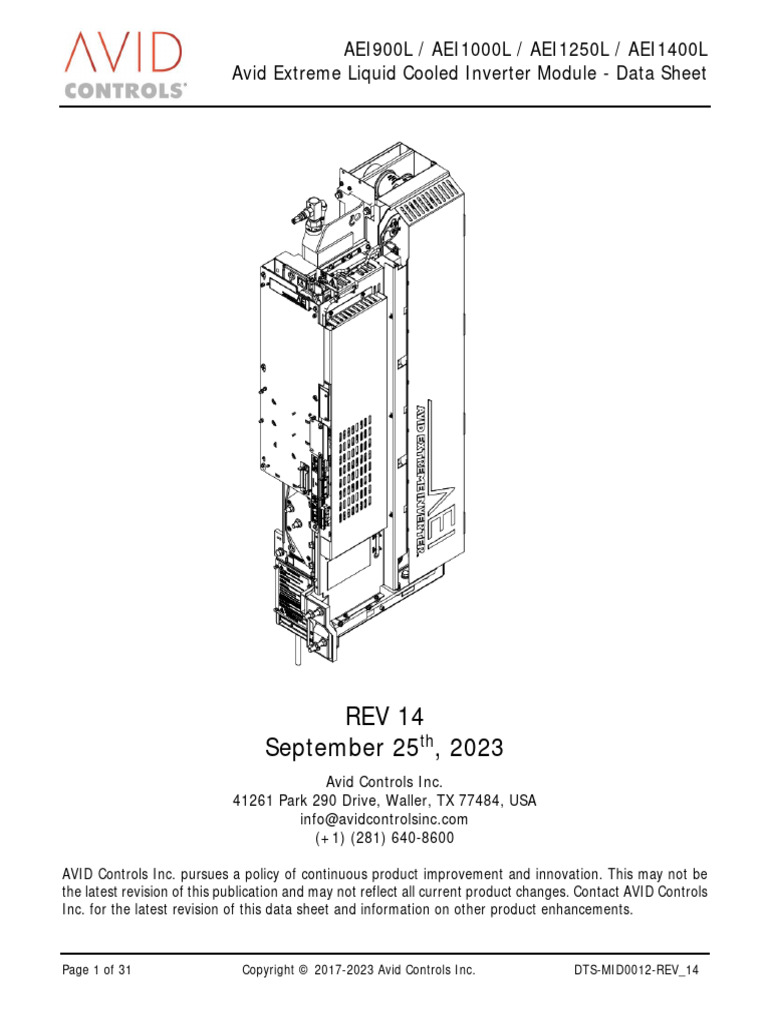 Aei900l Aei1000l Aei1250l Aei1400l Rev 14 | PDF | Power Inverter ...