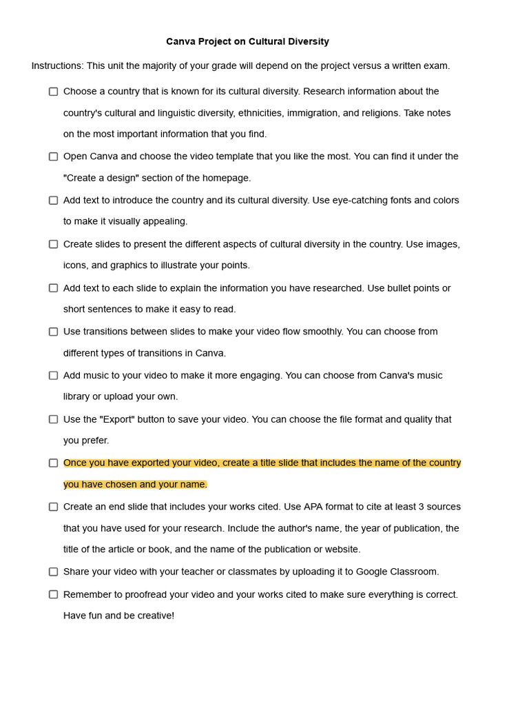 Canva Project - Culturally Diversity | PDF | Language Arts & Discipline ...