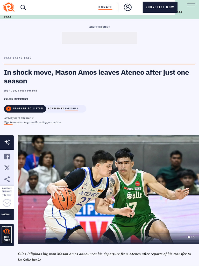 In Shock Move, Mason Amos Leaves Ateneo After Just One Season | PDF ...