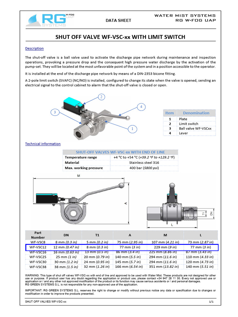 Shut-Off Valve WF-VSC-xx Guide | PDF | Valve | Pipe (Fluid Conveyance)