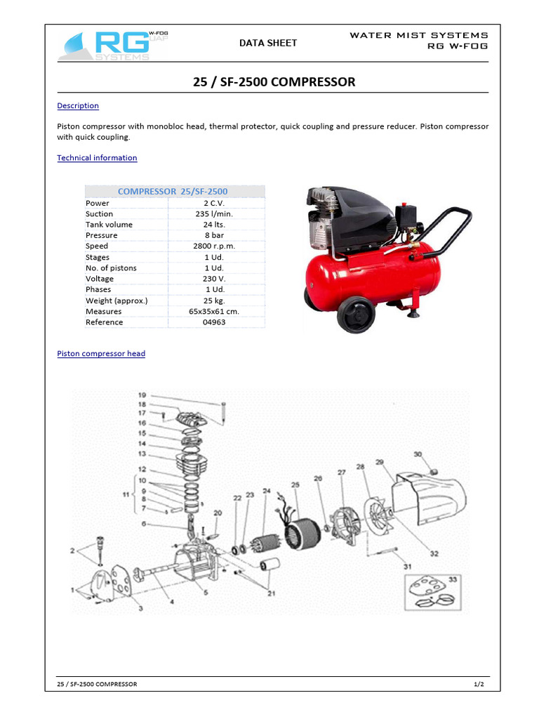 SF-2500 Compressor Data Sheet | PDF | Engines | Mechanical Engineering