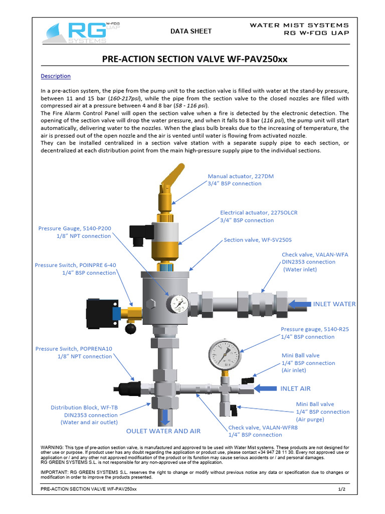 Pre-Action Valve for Water Mist Systems | PDF | Valve | Pump