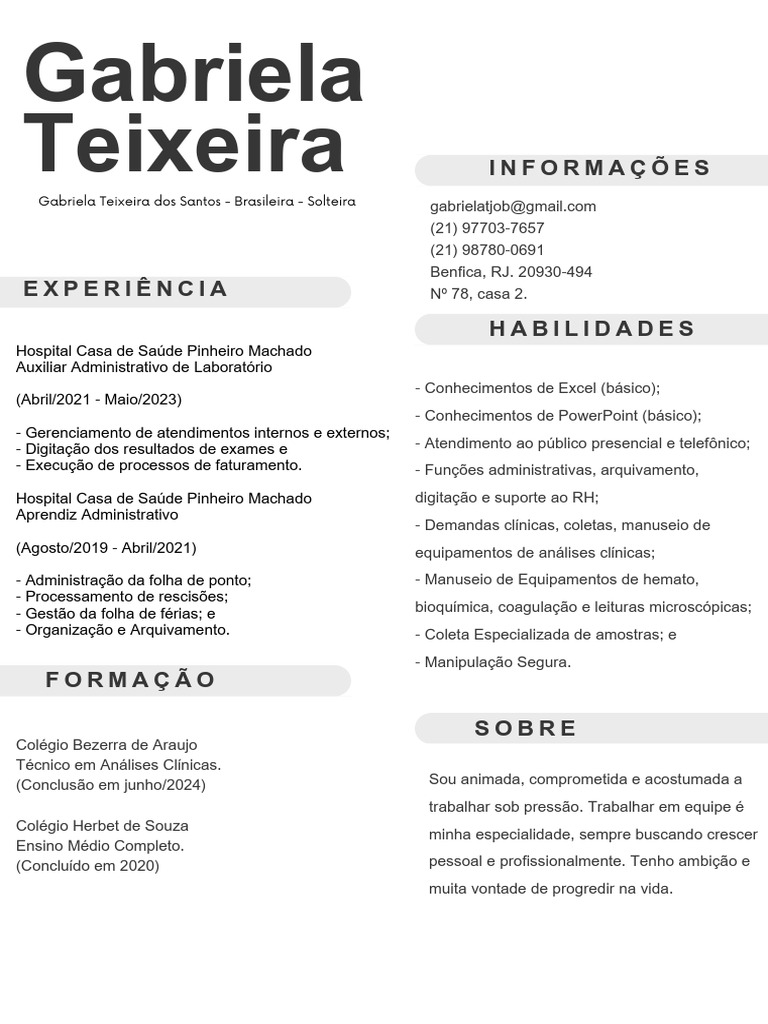 Gabriela Teixeira CV - 20240523 - 070751 - 0000 | PDF