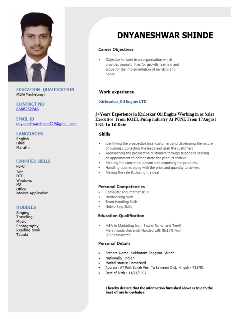 Koel Dnyaneshwar Shinde Resume | PDF