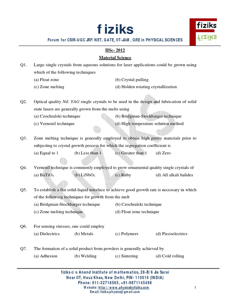 IISc-2012-Material Science | PDF | Carbon Nanotube | Dislocation