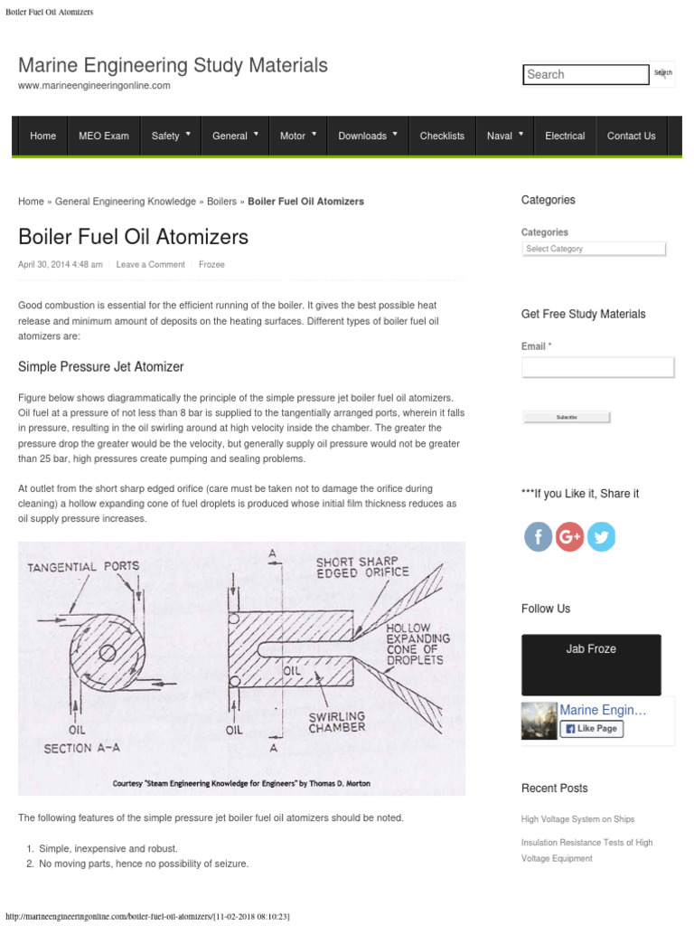 Boiler Fuel Oil Atomizers | PDF | Pump | Boiler