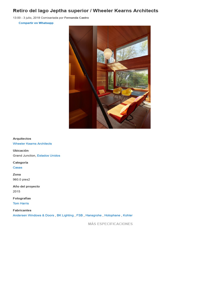 Upper Jeptha Lake Retreat - Wheeler Kearns Architects - ArchDaily | PDF