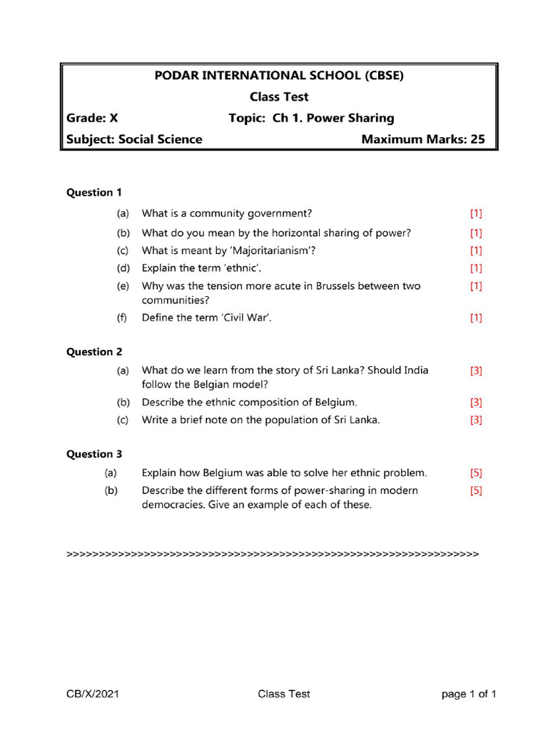 Power Sharing Worksheet | PDF