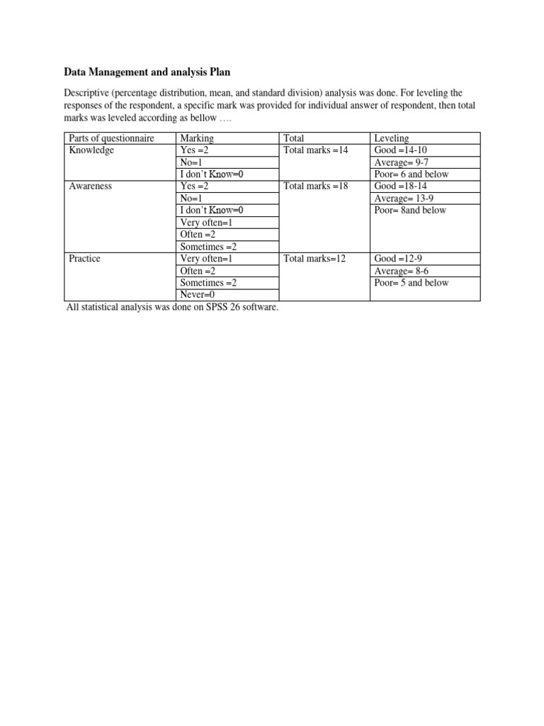 Data Management and Analysis Plan | PDF