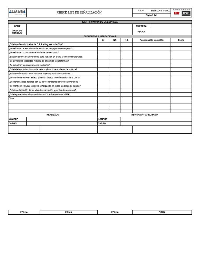 Check List Señalización Ver.00 | PDF