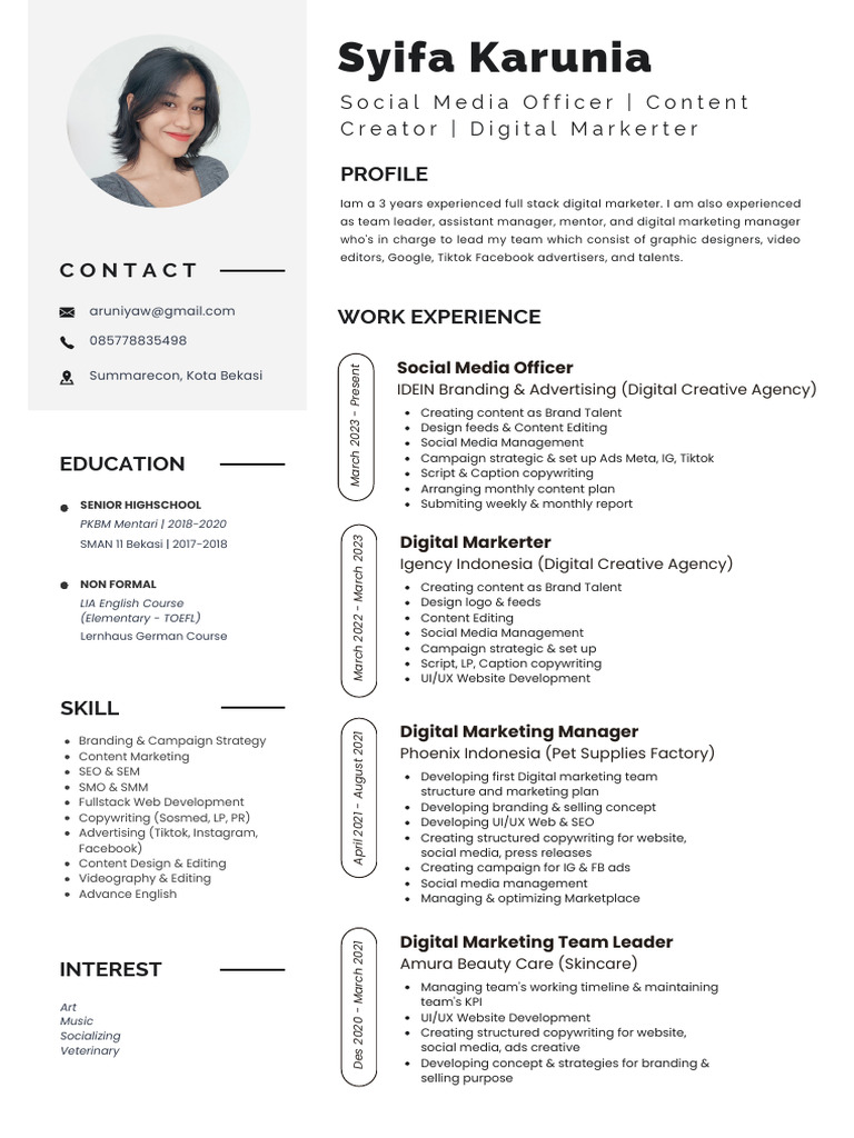 CV - Syifa Karunia - 2023 | PDF | Copywriting | Digital Marketing