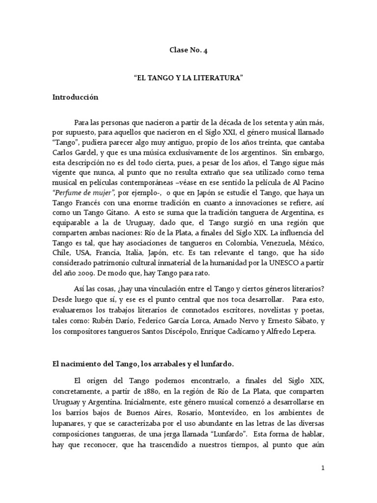CLASE No. 4 EL TANGO Y LA LITERATURA DEFINITIVO | PDF | Poesía | Clásicos
