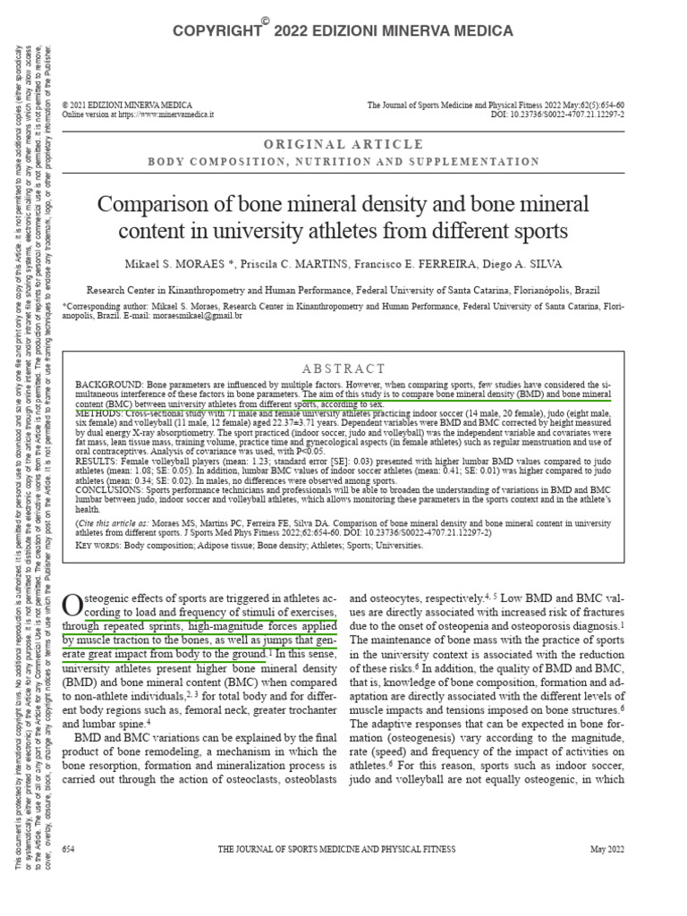 Comparison of Bone Mineral Density and Bone Mineral Content in ...
