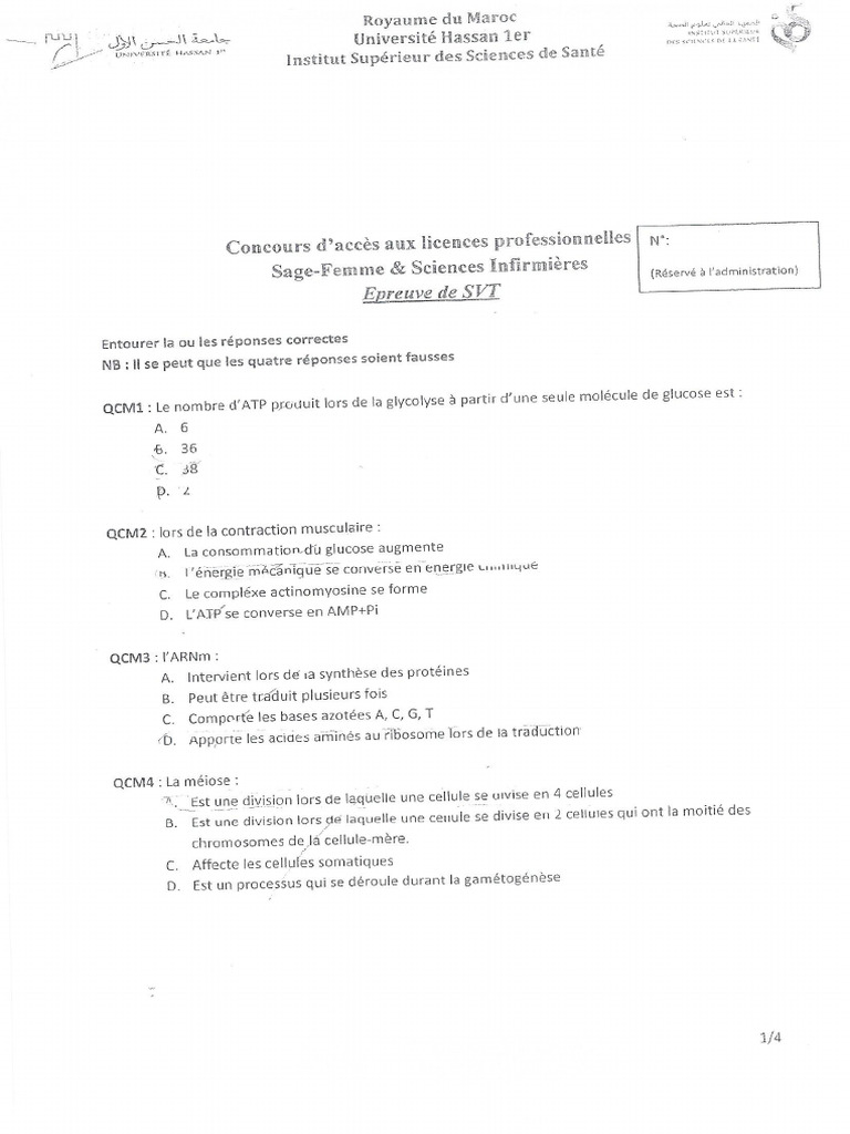 Exemple Concours Isss SVT 2014 | PDF